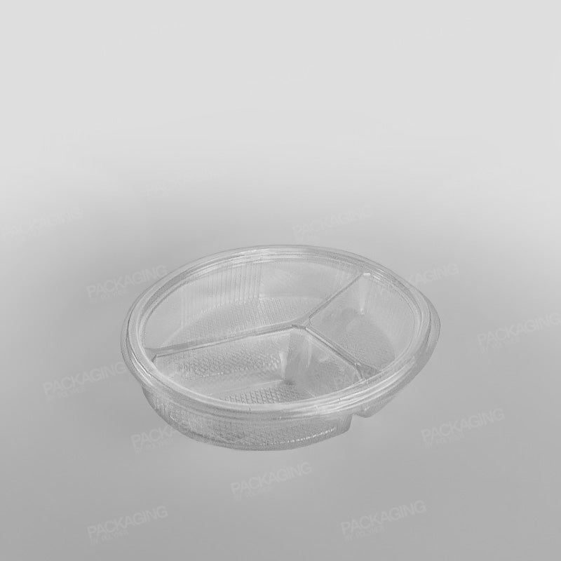 Somoplast Clear Hinged 3 Compartment Oval Container - 550cc