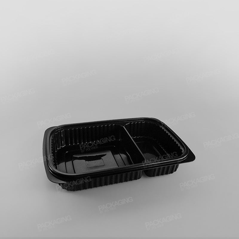 2-Compartment Black Microwavable Containers – Separate & Serve