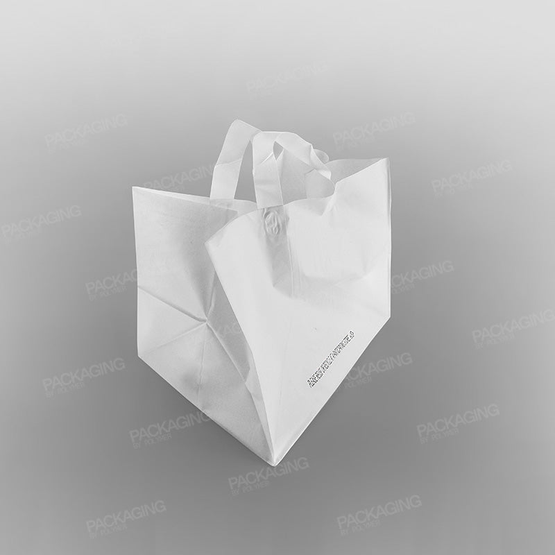 White Premium Plastic Carrier Bag, Soft Loop + Flat Bottom — Packaging ...